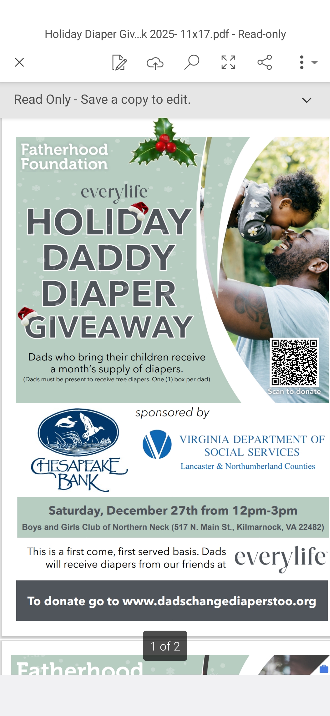 Holiday Daddy Diaper Giveaway | Northumberland Virginia